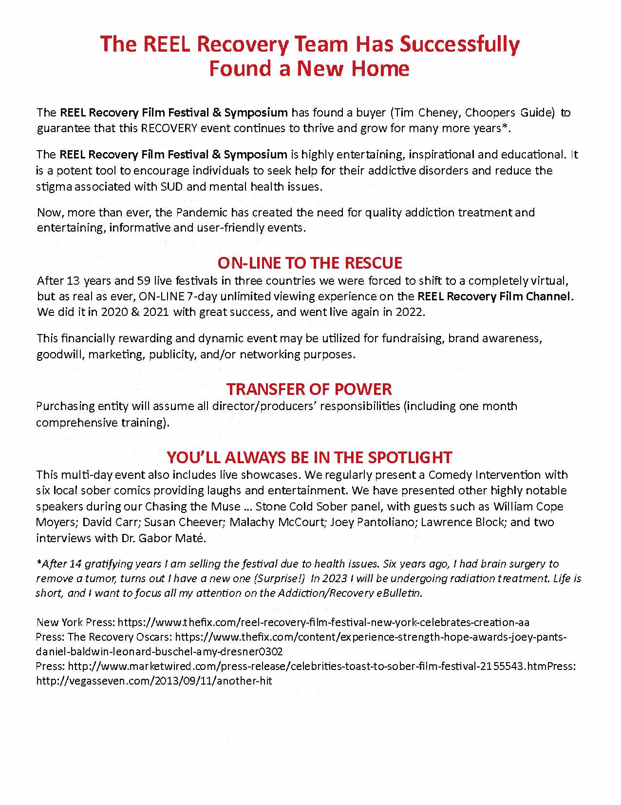 THE RRFF HAS FOUND A NEW HOME – REEL Recovery Film Festival